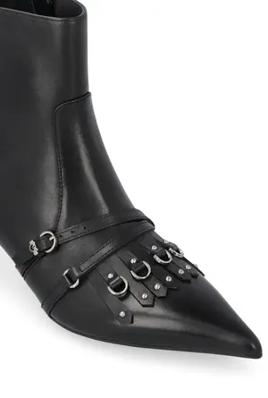 Pinko Buckled Pointed-toe Ankle Boots