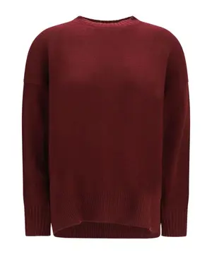 ALLUDE Ribbed-hem Crewneck Sweater - Red