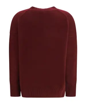 ALLUDE Ribbed-hem Crewneck Sweater - Red