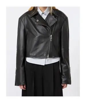 Sportmax Long-sleeved Leather Jacket