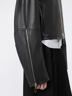 Sportmax Long-sleeved Leather Jacket