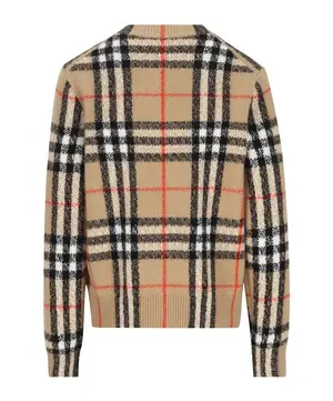 Burberry Checked Crewneck Buttoned Cardigan