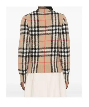 Burberry Checked Crewneck Buttoned Cardigan
