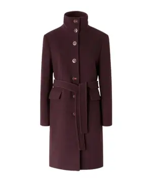 Pinko High Neck Belted Coat - Bordeaux