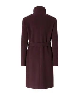 Pinko High Neck Belted Coat - Bordeaux
