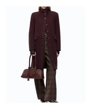 Pinko High Neck Belted Coat - Bordeaux