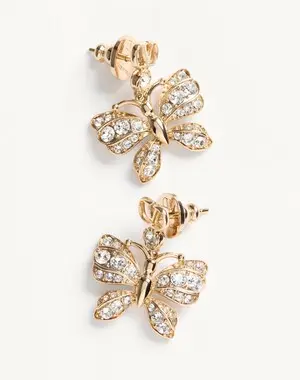 Valentino Garavani Flutterby Earrings In Metal And Swarovski Crystals