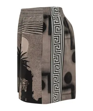 Versace Palm Print Elastic Waist Shorts