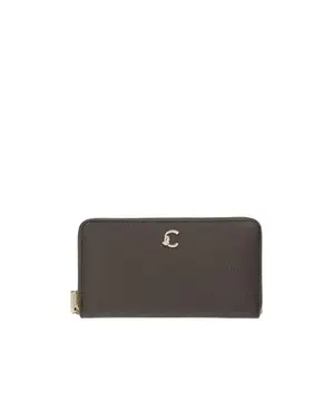 COCCINELLE Logo-plaque Pebbled-leather Wallet - Brown