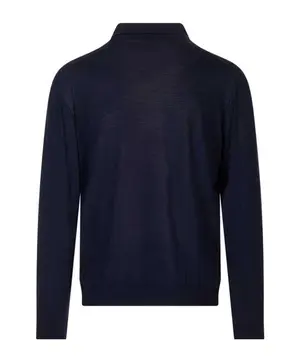 Kiton Long-sleeved Sweater With Half-zip Closure - Blu Navy