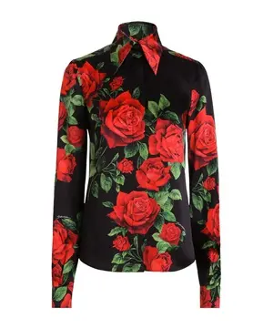 Dolce & Gabbana Rose Print Silk Shirt
