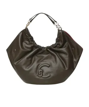 COCCINELLE Ruched Hobo Shoulder Bag - Dark Brown