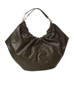 COCCINELLE Ruched Hobo Shoulder Bag - Dark Brown