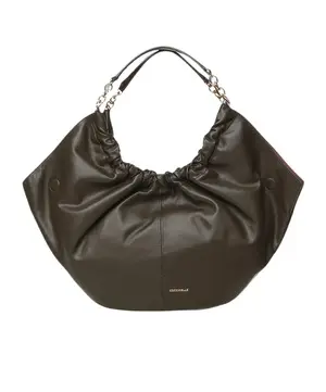 COCCINELLE Ruched Hobo Shoulder Bag - Dark Brown