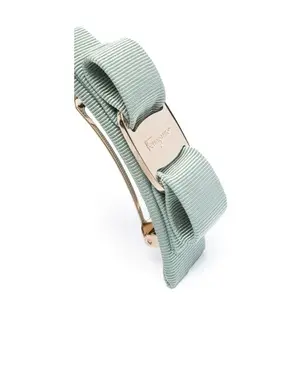 FERRAGAMO Logo Bow Barrette - Green