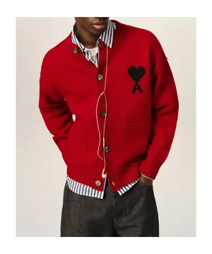 AMI Paris De Coeur Crewneck Cardigan