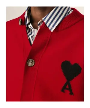 AMI Paris De Coeur Crewneck Cardigan