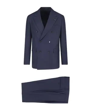 LARDINI Double-breasted Tailored Suit - Black