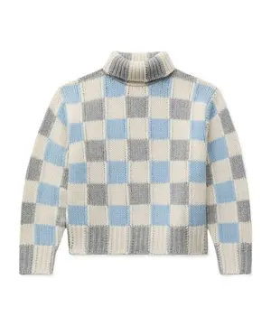 Kenzo Check Turtleneck Knitted Sweater - Off-white