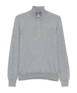 Tagliatore Quarter-zip Knit Sweater - Grey