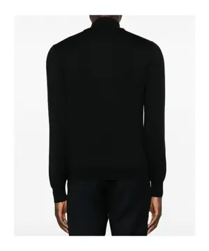 Tagliatore Quarter-zip Knitted Polo Shirt - Black
