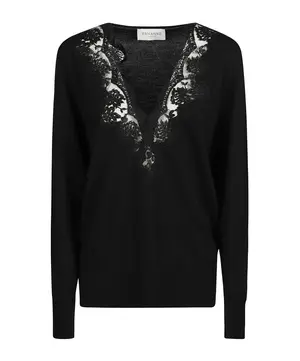 ERMANNO FIRENZE Long-sleeve V-neck Sweater - Black