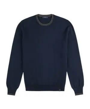 FAY Round-neck Pullover In Wool - Blue