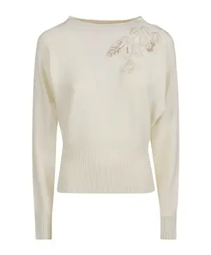 ERMANNO FIRENZE Round Neck Sweater - Ecru