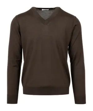 PAOLO PECORA Long-sleeve V-neck Pullover - Brown