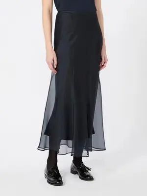 Max Mara Eastrale Sheer Silk Skirt - Black