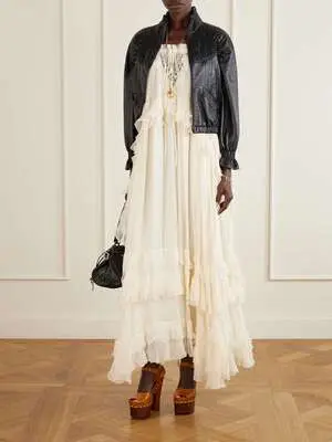 Chloé Shirred Leather Jacket