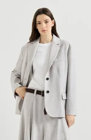 Brunello Cucinelli Wool Flannel Blazer With Monili