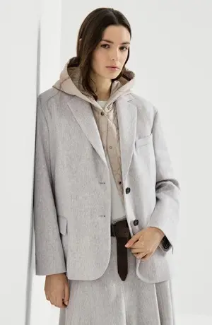 Brunello Cucinelli Wool Flannel Blazer With Monili