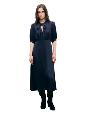 Gerard Darel Chani Tie Neck Midi Dress