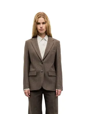 Gerard Darel Jov Herringbone Blazer - Brown