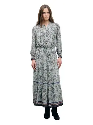 Gerard Darel Cyril Long Sleeve V-neck Maxi Dress