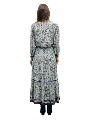 Gerard Darel Cyril Long Sleeve V-neck Maxi Dress