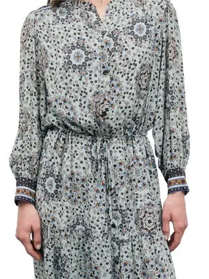 Gerard Darel Cyril Long Sleeve V-neck Maxi Dress