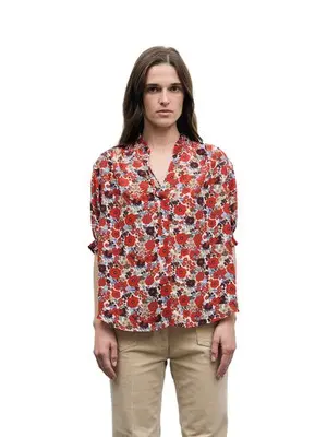 Gerard Darel Liv Floral Printed Blouse - Ecru