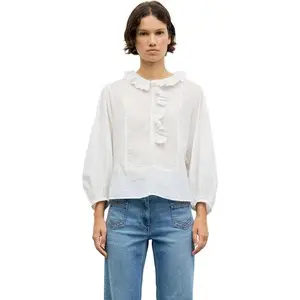 Gerard Darel Leone Ruffle Pintuck Detail Shirt - White