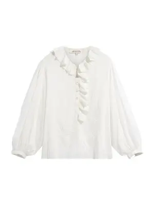 Gerard Darel Leone Ruffle Pintuck Detail Shirt