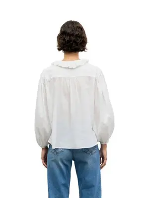 Gerard Darel Leone Ruffle Pintuck Detail Shirt