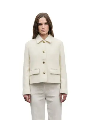 Gerard Darel Judit Cropped Tweed Jacket - Ecru