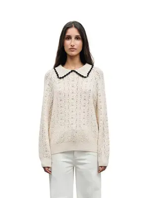 Gerard Darel Roca Long Sleeve Collared Jumper - Ecru
