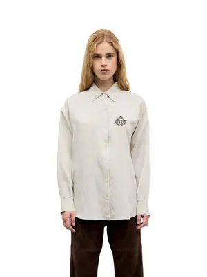 Gerard Darel Lys Striped Embroidered Detail Shirt - Beige