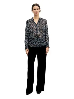 Gerard Darel Silk Blend Floral V-neck Blouse