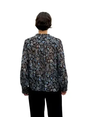 Gerard Darel Silk Blend Floral V-neck Blouse