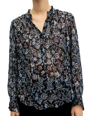 Gerard Darel Silk Blend Floral V-neck Blouse
