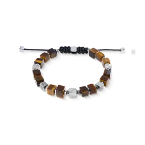 COEUR DE LION Tiger's Eye Cubes Bracelet With Stainless Steel Accents - Silver