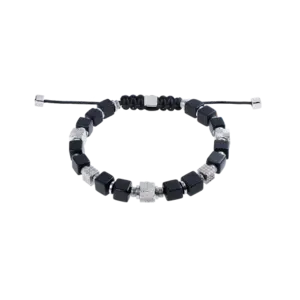 COEUR DE LION Onyx Cubes Bracelet With Textured Stainless Steel - Silver